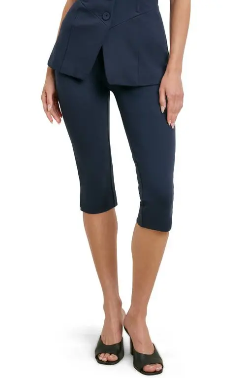 FAVORITE DAUGHTER The Carrie Pedal Pusher Slit Hem Capri Pants - Navy