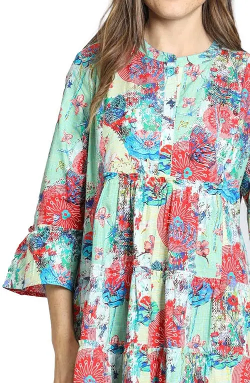 APNY Mix Print Tunic Dress - Mint Green Multi