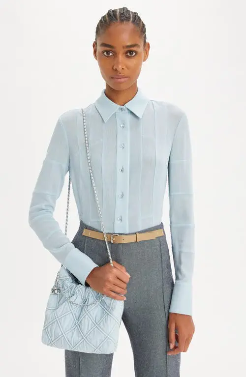 Tory Burch Fleming Quilted Denim Hobo Bag - Seltzer
