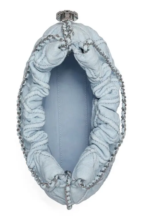 Tory Burch Fleming Quilted Denim Hobo Bag - Seltzer