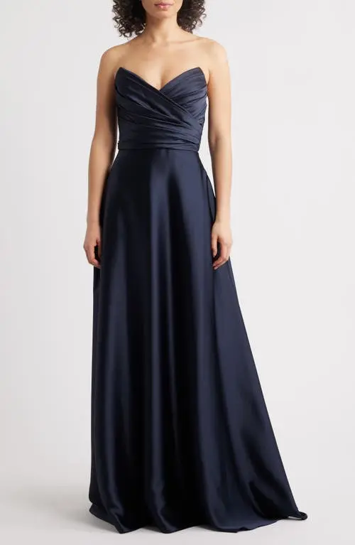 Amsale Strapless Satin Gown