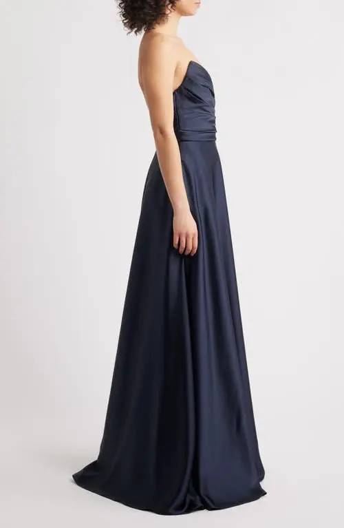 Amsale Strapless Satin Gown