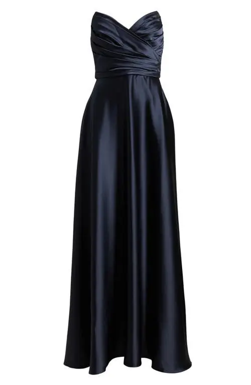 Amsale Strapless Satin Gown