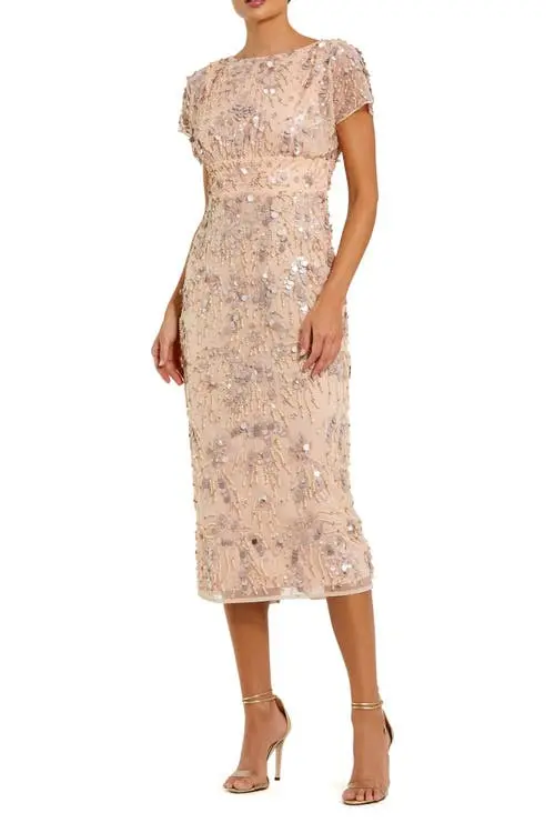 Mac Duggal Embellished Midi Dress - Blush