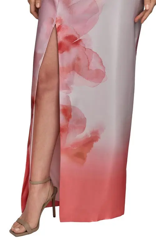 Donna Karan New York Floral Strapless Column Gown