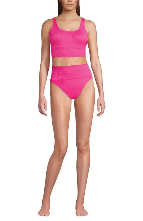 LANDS' END Tankini Top And High Waisted Bottom Swimsuit Set - Pink Ottoman