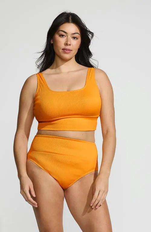 LANDS' END Tankini And High Waisted Bottom Swimsuit Set - Sweet Mango Ottoman