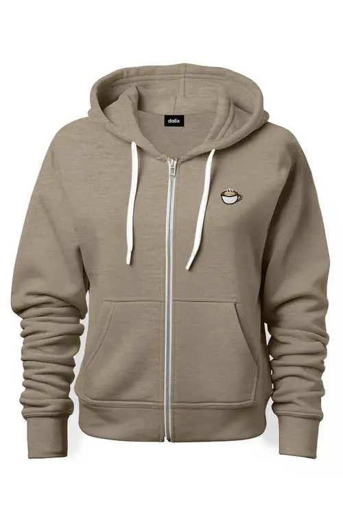 DALIX Cappuccino Zip Hoodie - Heather Stone