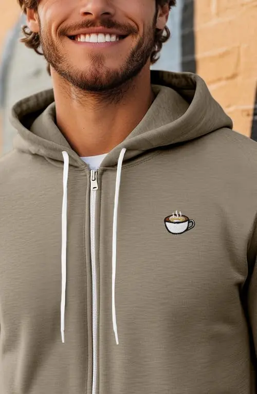 DALIX Cappuccino Zip Hoodie - Heather Stone