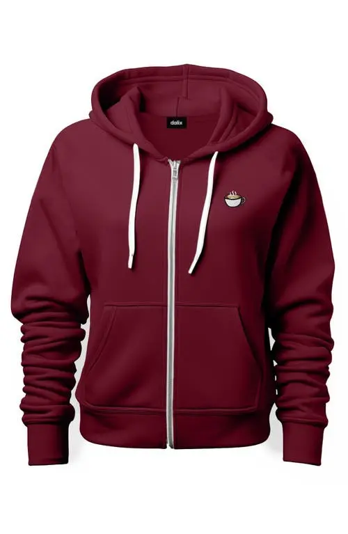DALIX Cappuccino Zip Hoodie - Maroon