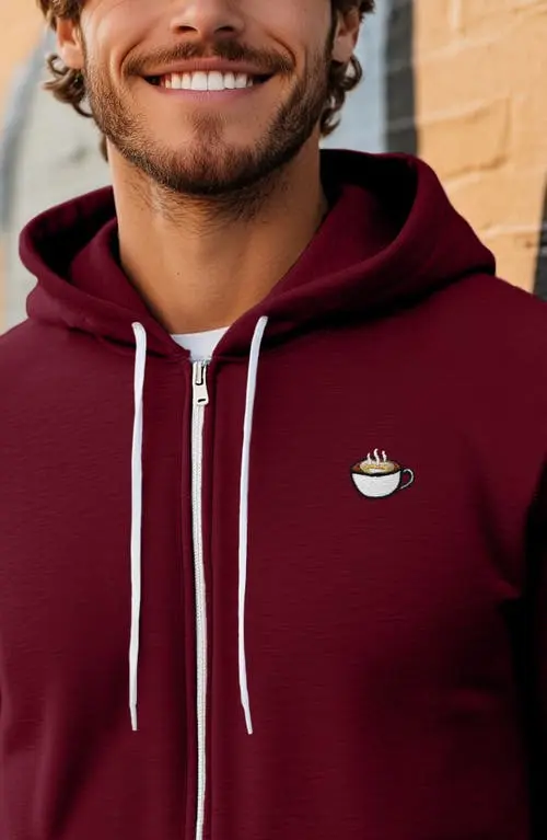 DALIX Cappuccino Zip Hoodie - Maroon