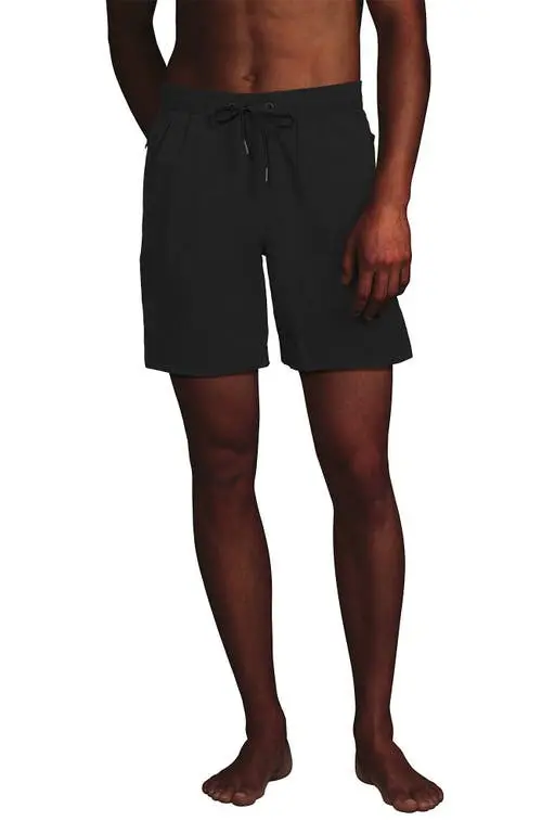 LANDS' END 7" Volley Hydroliner Swim Trunks - Black