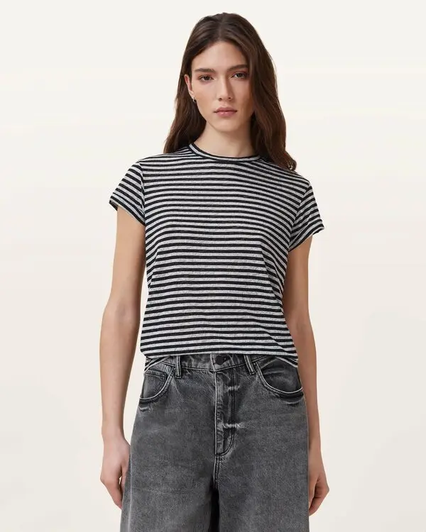 ALLSAINTS Anna Striped Crew Neck T-shirt - Chalk/ink