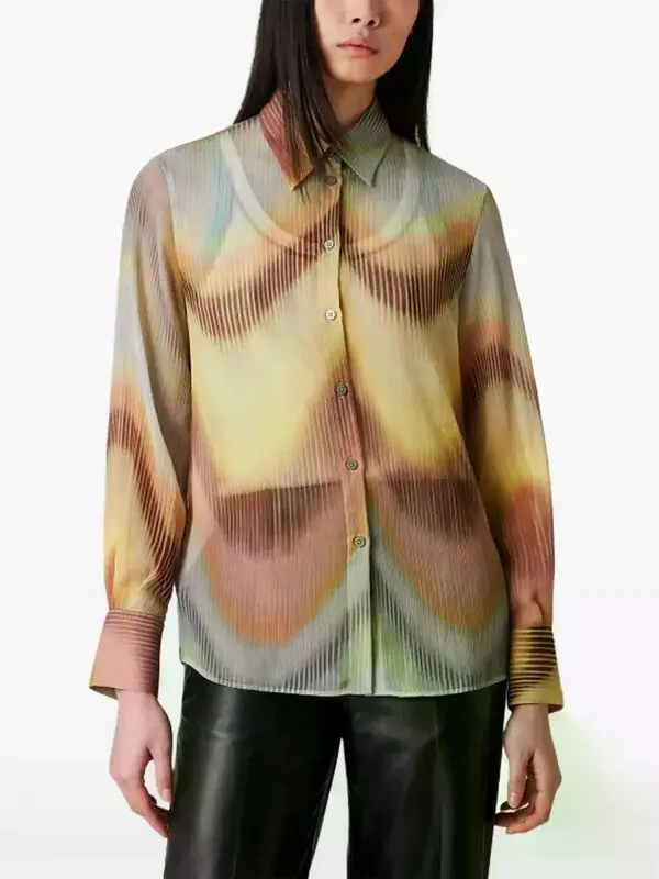 Paul Smith Gradient Wave-print Georgette Shirt