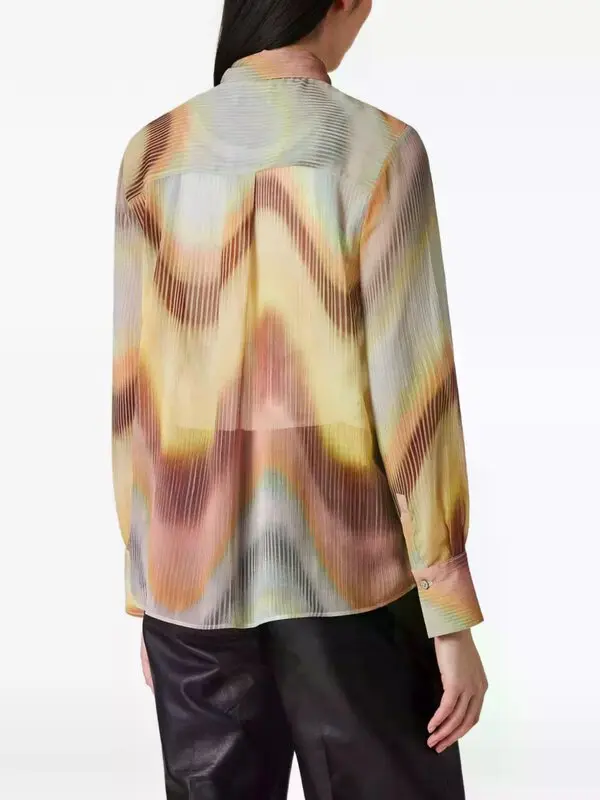 Paul Smith Gradient Wave-print Georgette Shirt