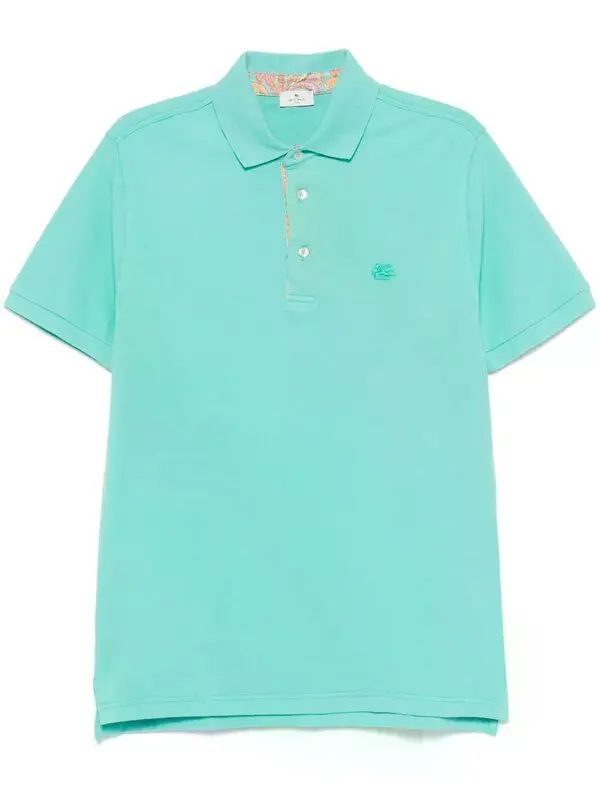 Etro Pegaso-embroidered Polo Shirt - Green