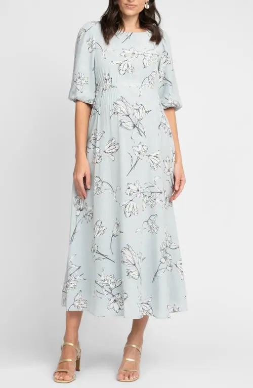 Seraphine Floral Smocked Waist Midi Maternity Dress - Green