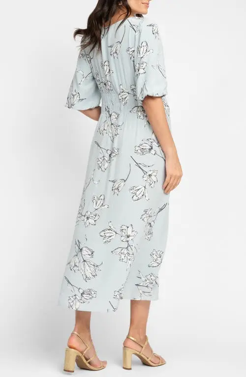 Seraphine Floral Smocked Waist Midi Maternity Dress
