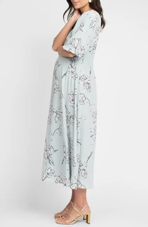 Seraphine Floral Smocked Waist Midi Maternity Dress