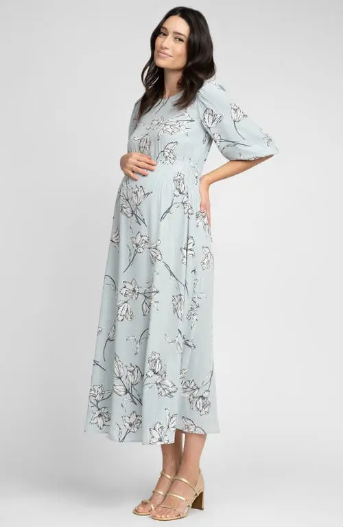 Seraphine Floral Smocked Waist Midi Maternity Dress