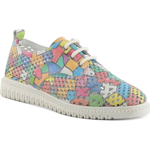 SPRING STEP SHOES Perforated Leather Sneaker - White Multi