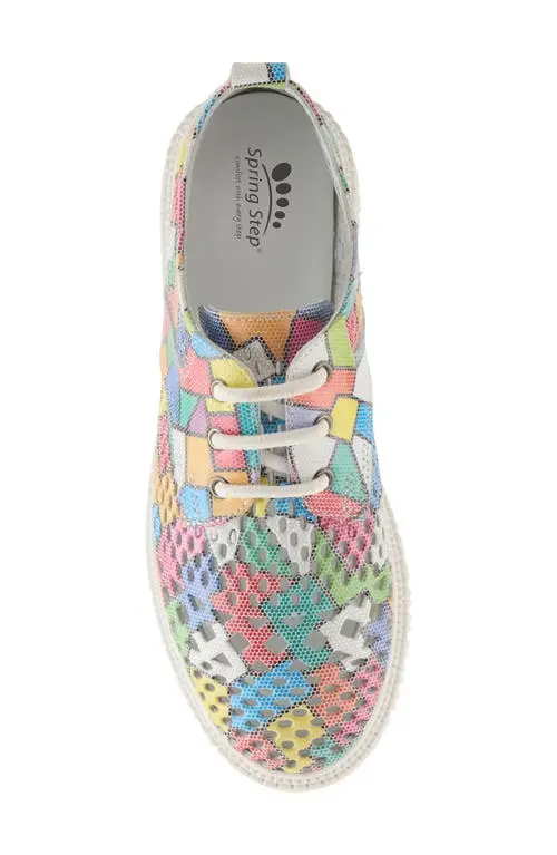 SPRING STEP SHOES Perforated Leather Sneaker - White Multi