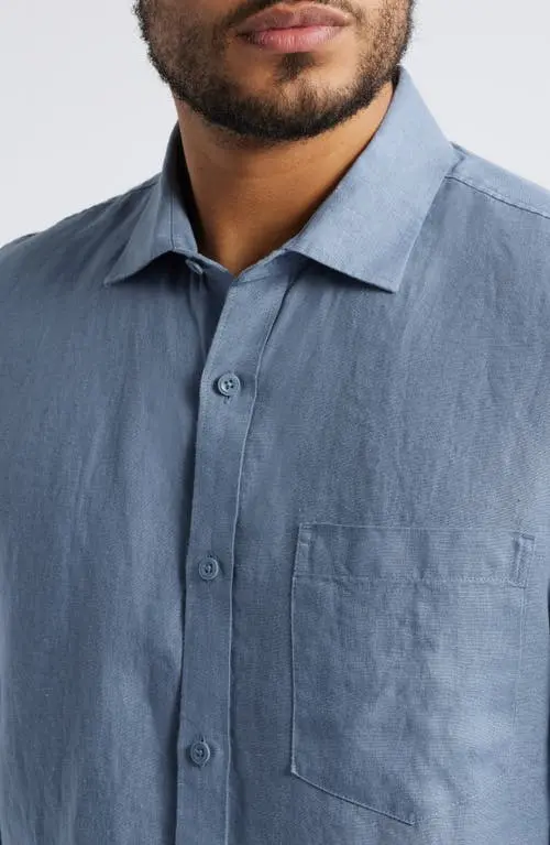Nordstrom Linen Button-up Shirt - Blue Chip