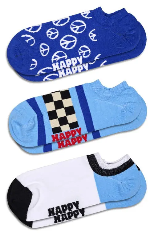 Happy Socks Peace Assorted 3-pack Invisible Socks - Blue
