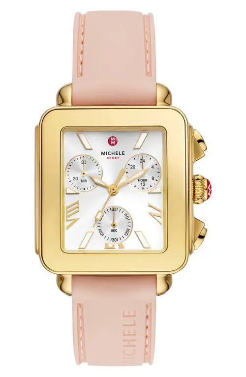 Michele Deco Sport Chronograph Watch - Gold/ Pink