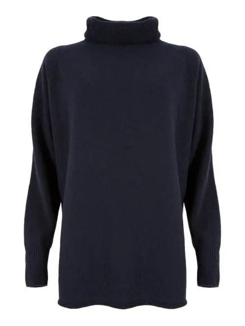 CELTIC & CO. Geelong Wool Slouch Turtleneck Sweater - Dark Navy