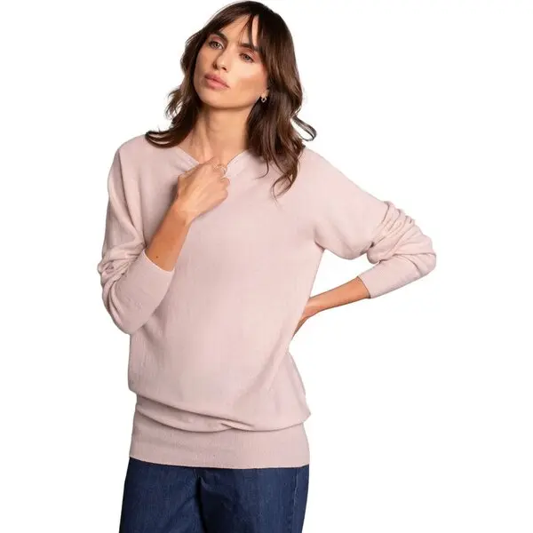 CELTIC & CO. Geelong Wool Slouch Slash Neck Sweater - Peony