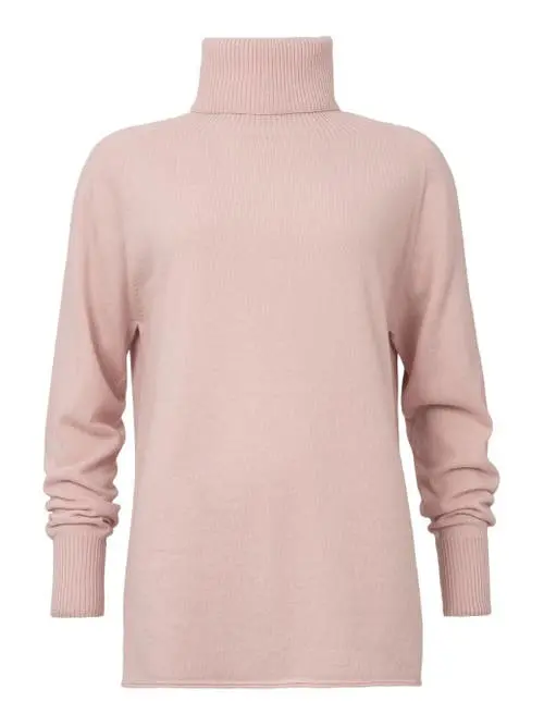 CELTIC & CO. Geelong Wool Slouch Turtleneck Sweater - Peony