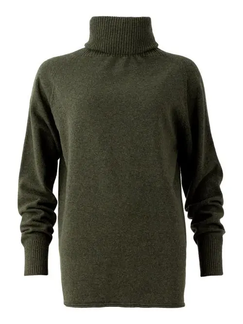 CELTIC & CO. Geelong Wool Slouchy Turtleneck Sweater - Olive