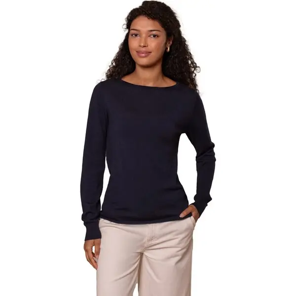 CELTIC & CO. Merino Fine Knit Boat Neck Sweater - Dark Navy