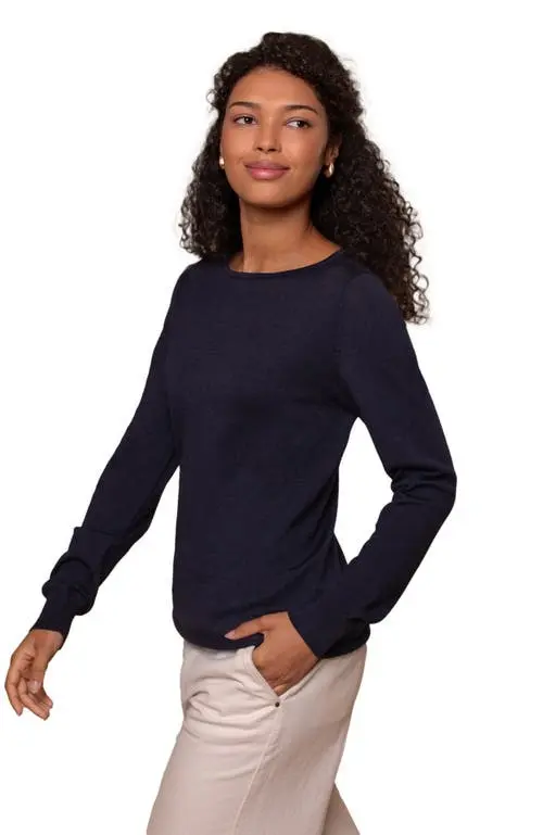 CELTIC & CO. Merino Fine Knit Boat Neck Sweater - Dark Navy