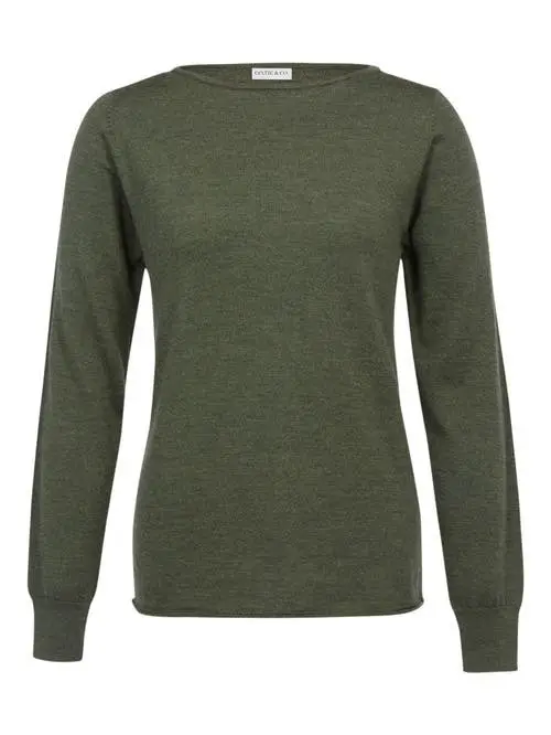 CELTIC & CO. Merino Fine Knit Boat Neck Sweater - Olive