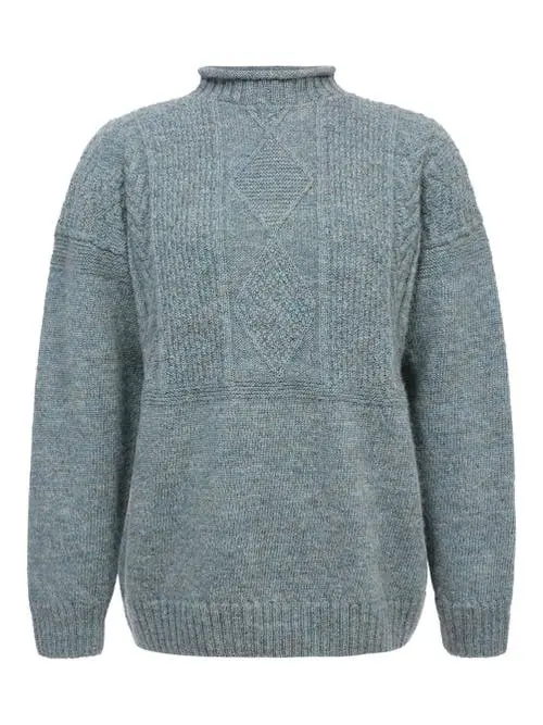 CELTIC & CO. British Wool Gansey Sweater - Dark Skylight