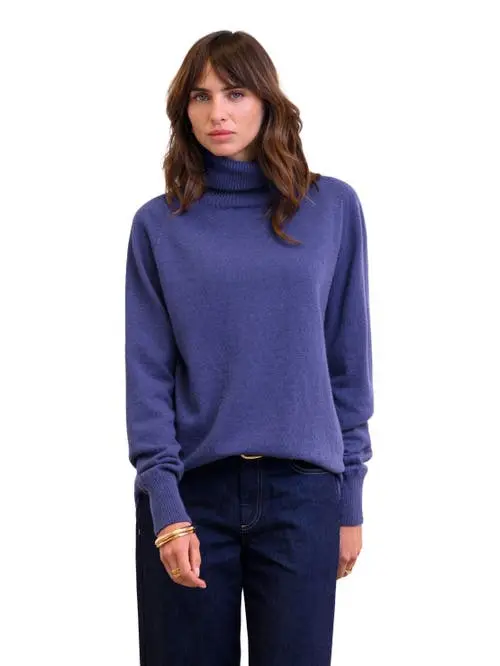 CELTIC & CO. Geelong Wool Slouch Turtleneck Sweater - Indigo