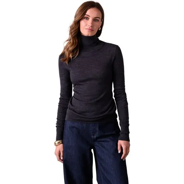 CELTIC & CO. Merino Roll Neck Fitted Sweater - Charcoal