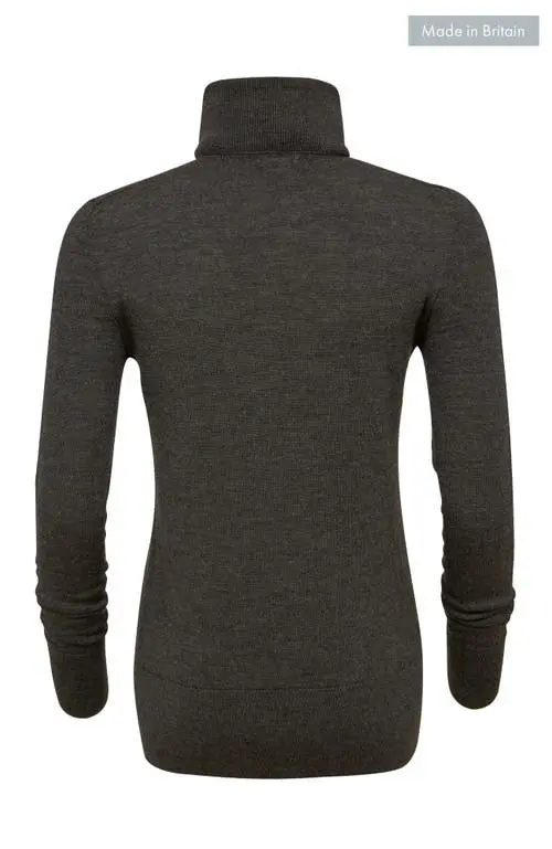 CELTIC & CO. Merino Roll Neck Fitted Sweater - Charcoal