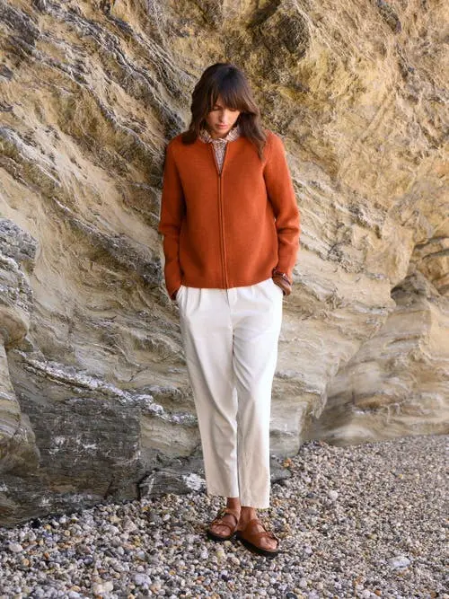 CELTIC & CO. Zip Through Merino Wool Jacket - Burnt Orange