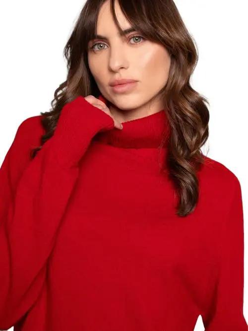 CELTIC & CO. Geelong Wool Slouch Turtleneck Sweater - Pillarbox Red