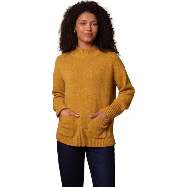 CELTIC & CO. Flecked Patch Pocket Merino Wool Sweater - Saffron