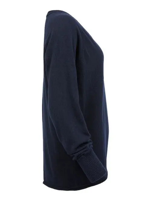 CELTIC & CO. Geelong Wool Slouch V-neck Sweater - Dark Navy