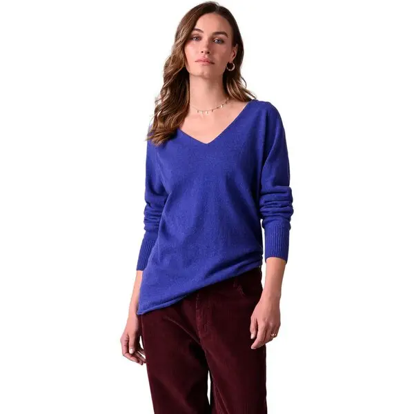 CELTIC & CO. Geelong Wool Slouch V-neck Sweater - Indigo
