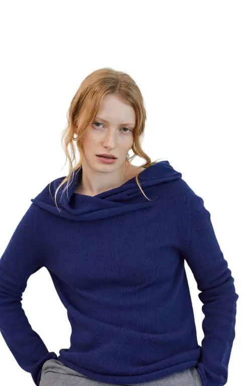 CELTIC & CO. Collared Slouch Sweater - Blue Ink