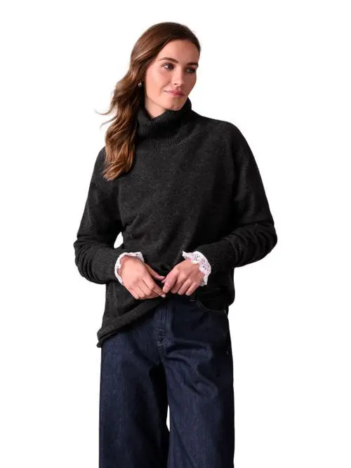 CELTIC & CO. Geelong Wool Slouch Turtleneck Sweater - Charcoal