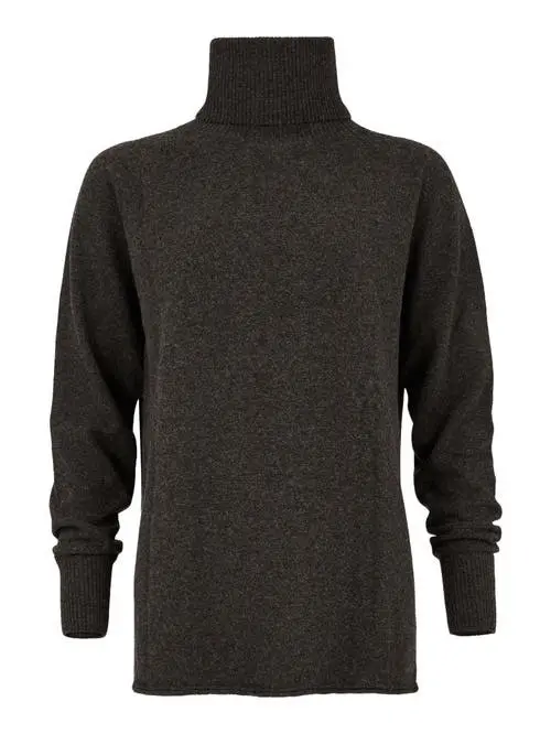 CELTIC & CO. Geelong Wool Slouch Turtleneck Sweater - Charcoal