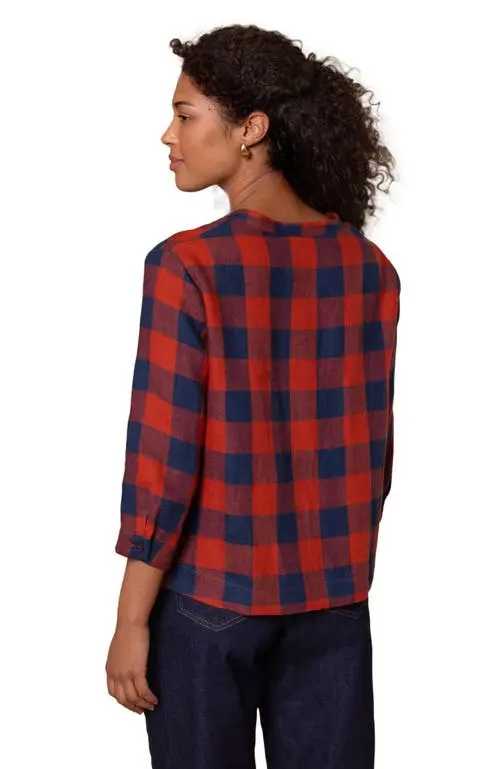 CELTIC & CO. Swing Blouse - Rust / Navy Check