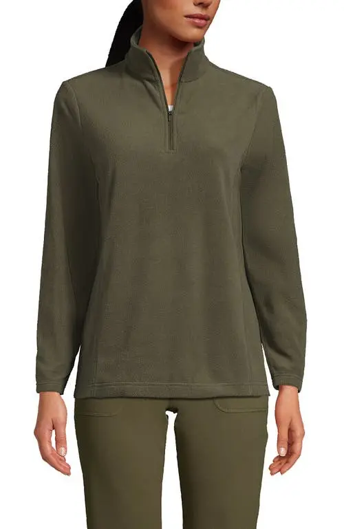LANDS' END Fleece Quarter-zip Pullover - Forest Moss